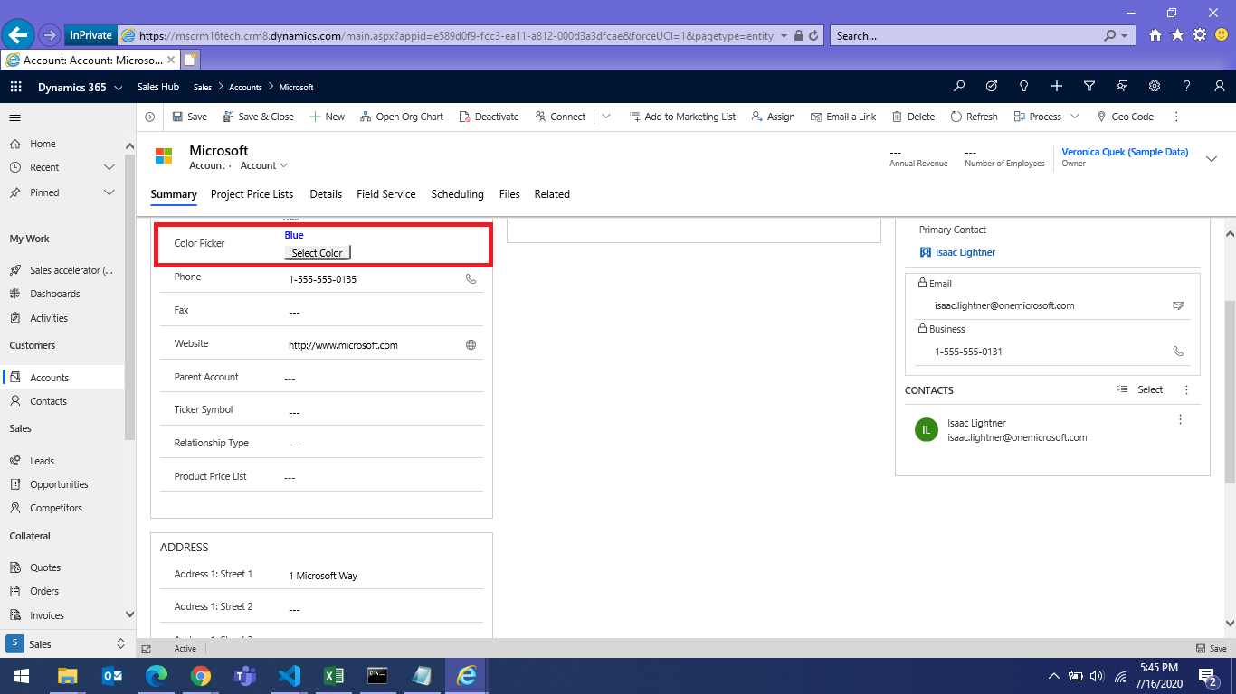 Color Picker Custom Control for MS Dynamics CRM – CRM 16 Tech