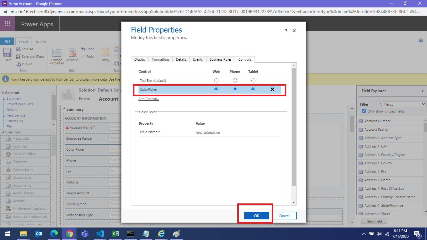Color Picker Custom Control for MS Dynamics CRM – CRM 16 Tech